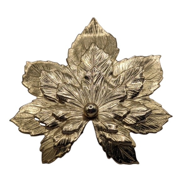 Unbranded | Jewelry | Vtg Triple Leaf Gold Tone Pin Brooch Sycamore ...